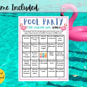 Pool Party BINGO Game - Pool Party Find the Guest Bingo - Summer Party ...