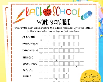 Printable Back to School Word Scramble Game Popular Classroom Activity ...