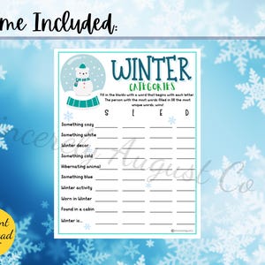 Winter CATEGORIES Game - Printable Winter Season Party Game - Fun ...