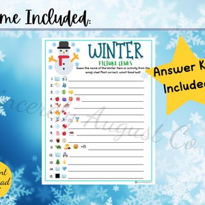 Winter PICTURE CLUES Game: Printable Emoji Guessing Game (PDF) - Etsy