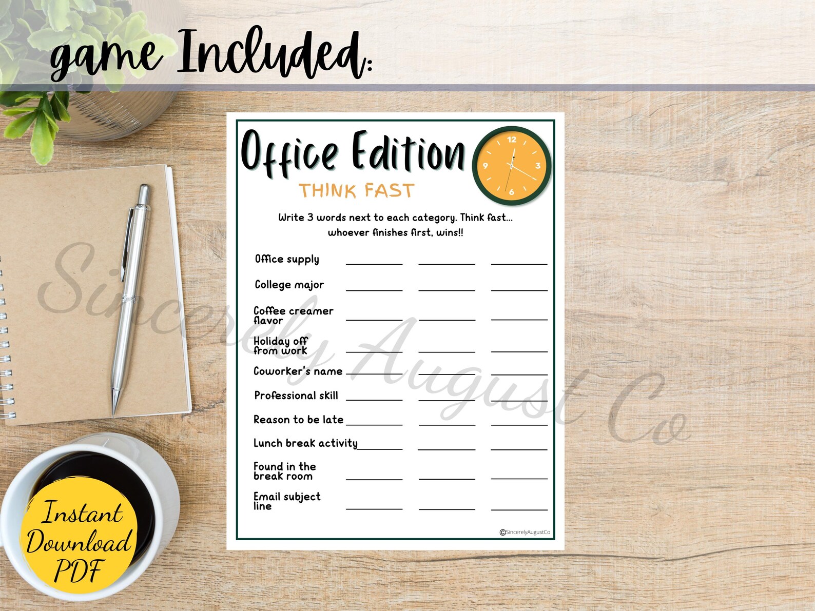 Office THINK FAST Game: Printable Teambuilding Activity (PDF) - Etsy