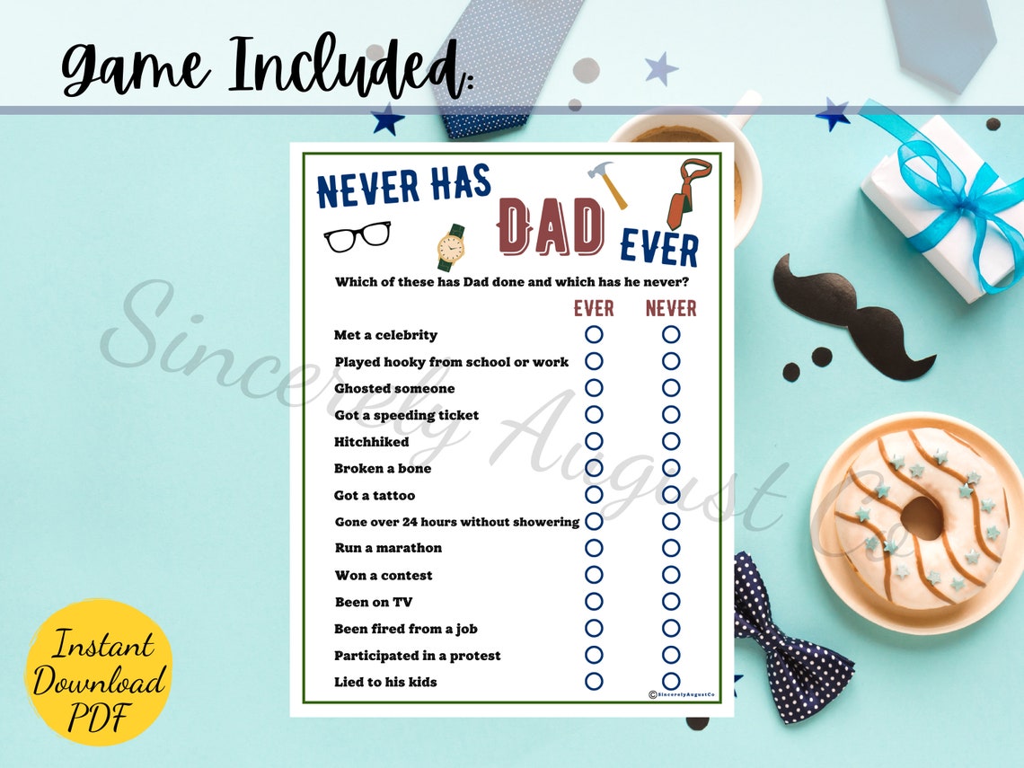 NEVER Has DAD EVER Game - Fathers Day Party Game - Printable Baby ...