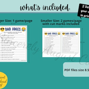 DAD JOKES Game: Printable Father's Day or Baby Shower Activity (PDF) - Etsy
