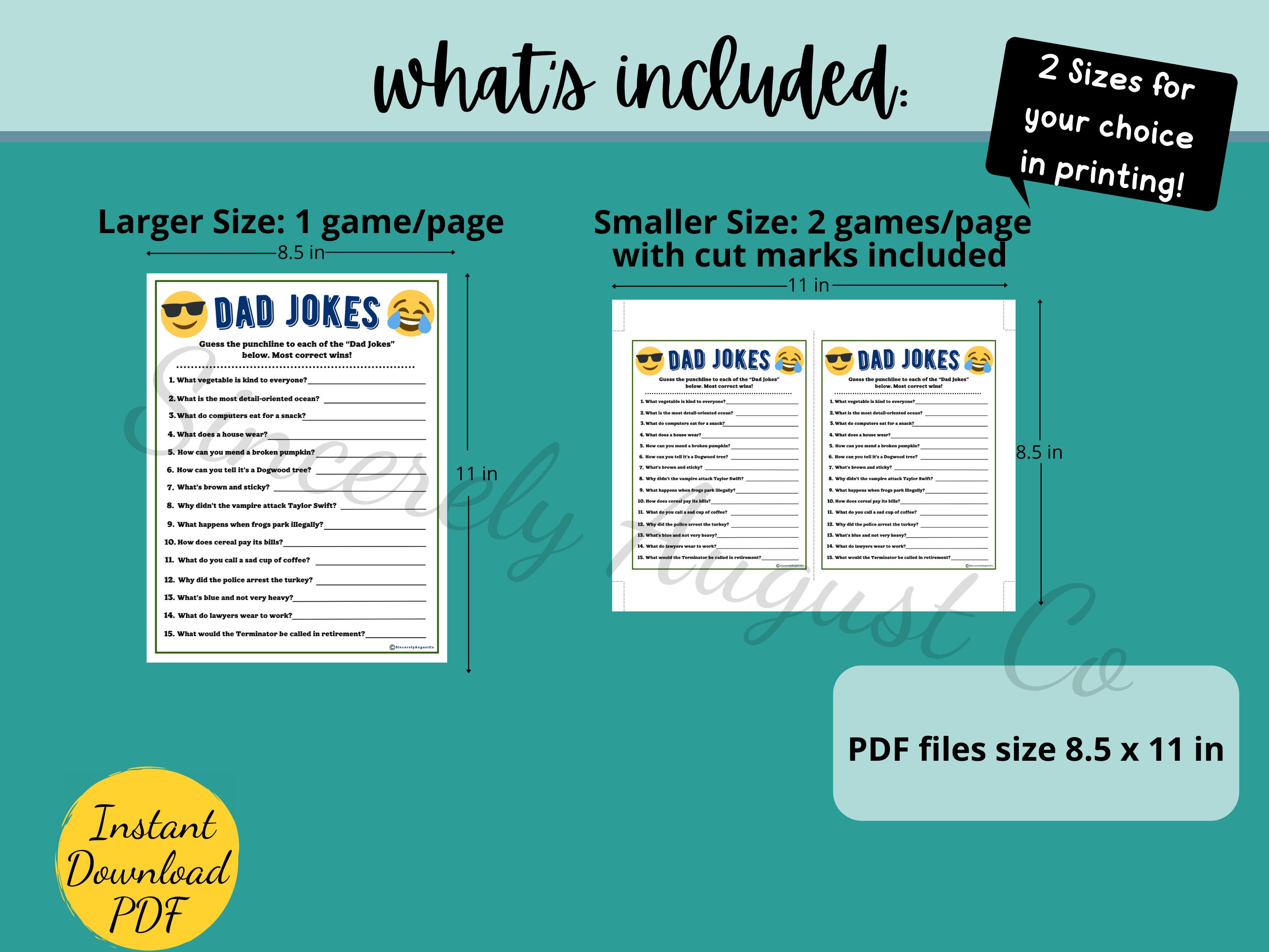 DAD JOKES Game: Printable Father's Day or Baby Shower Activity (PDF) - Etsy