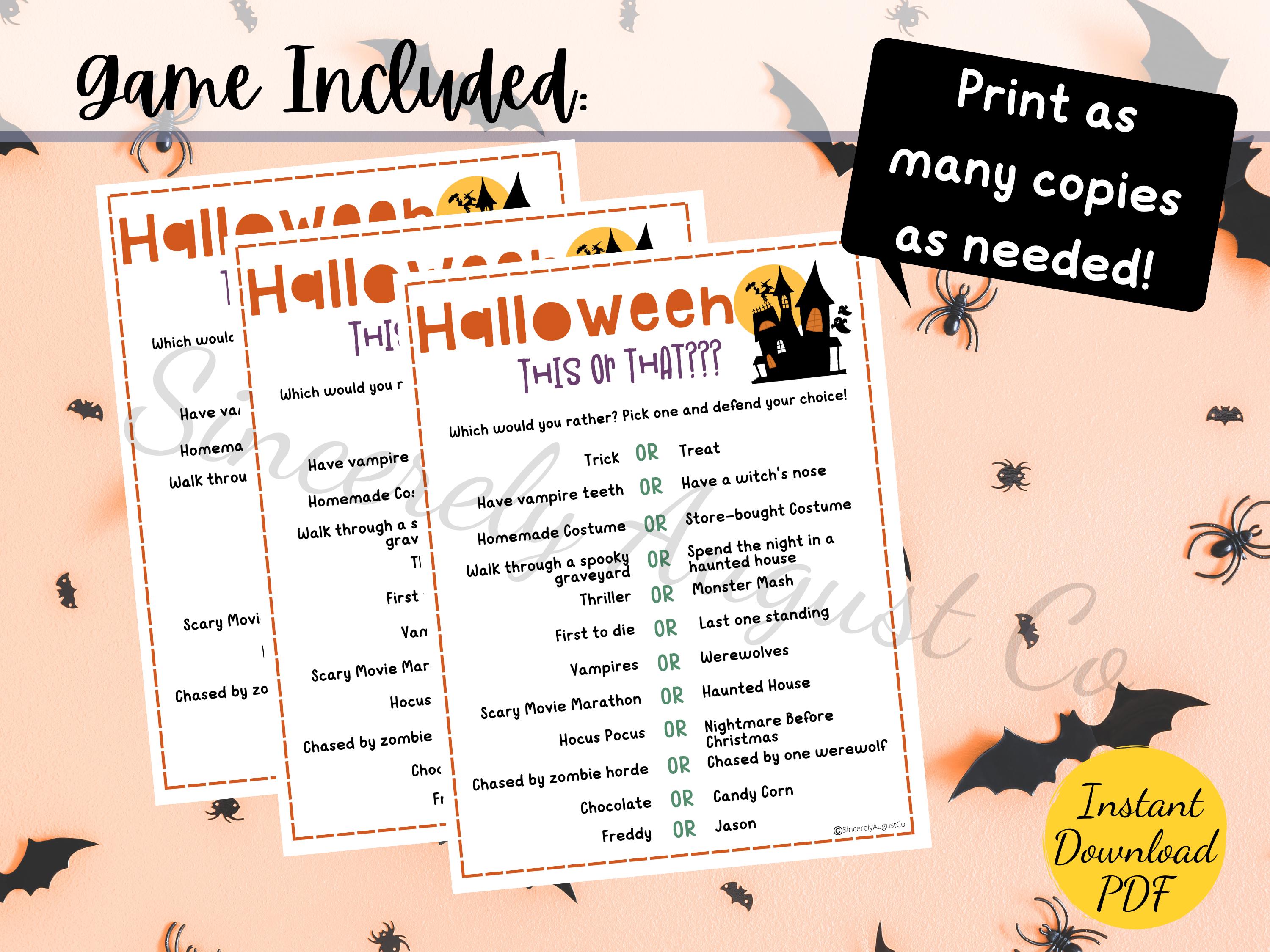 Halloween THIS OR THAT - Halloween Party Game - Halloween Would You ...