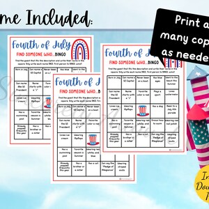 FOURTH of JULY BINGO Game - July 4th Find Someone Who Bingo - July 4th ...