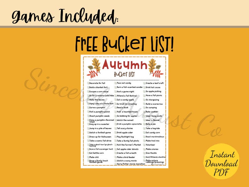 FALL Season GAMES BUNDLE Printable Autumn Games Fall Games for Families ...