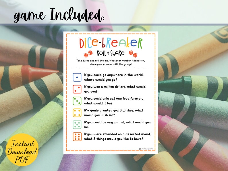 DICEBREAKER Roll & Share Game Back to School Game First Day of School ...