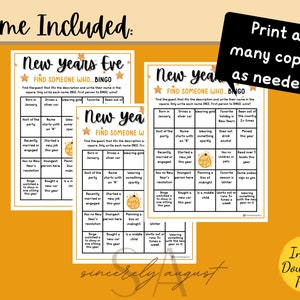 New Years Eve BINGO Game New Years Eve Find the Guest BINGO New Years ...