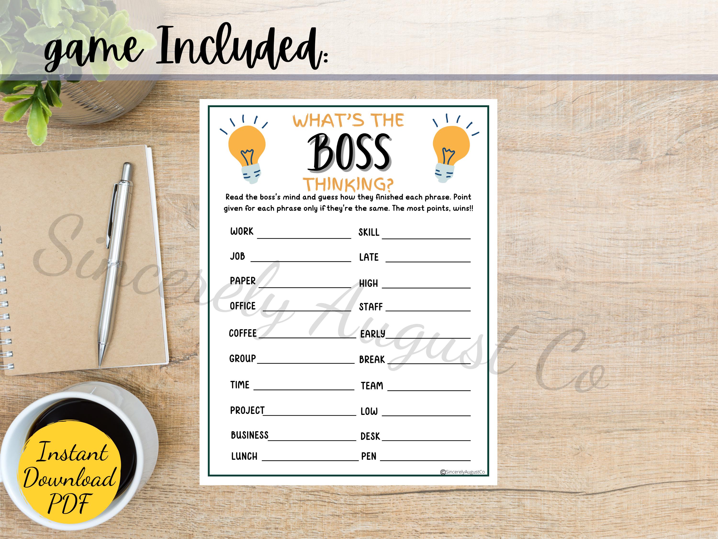 WHAT’S the BOSS THINKING Game: Office Teambuilding (printable) - Etsy