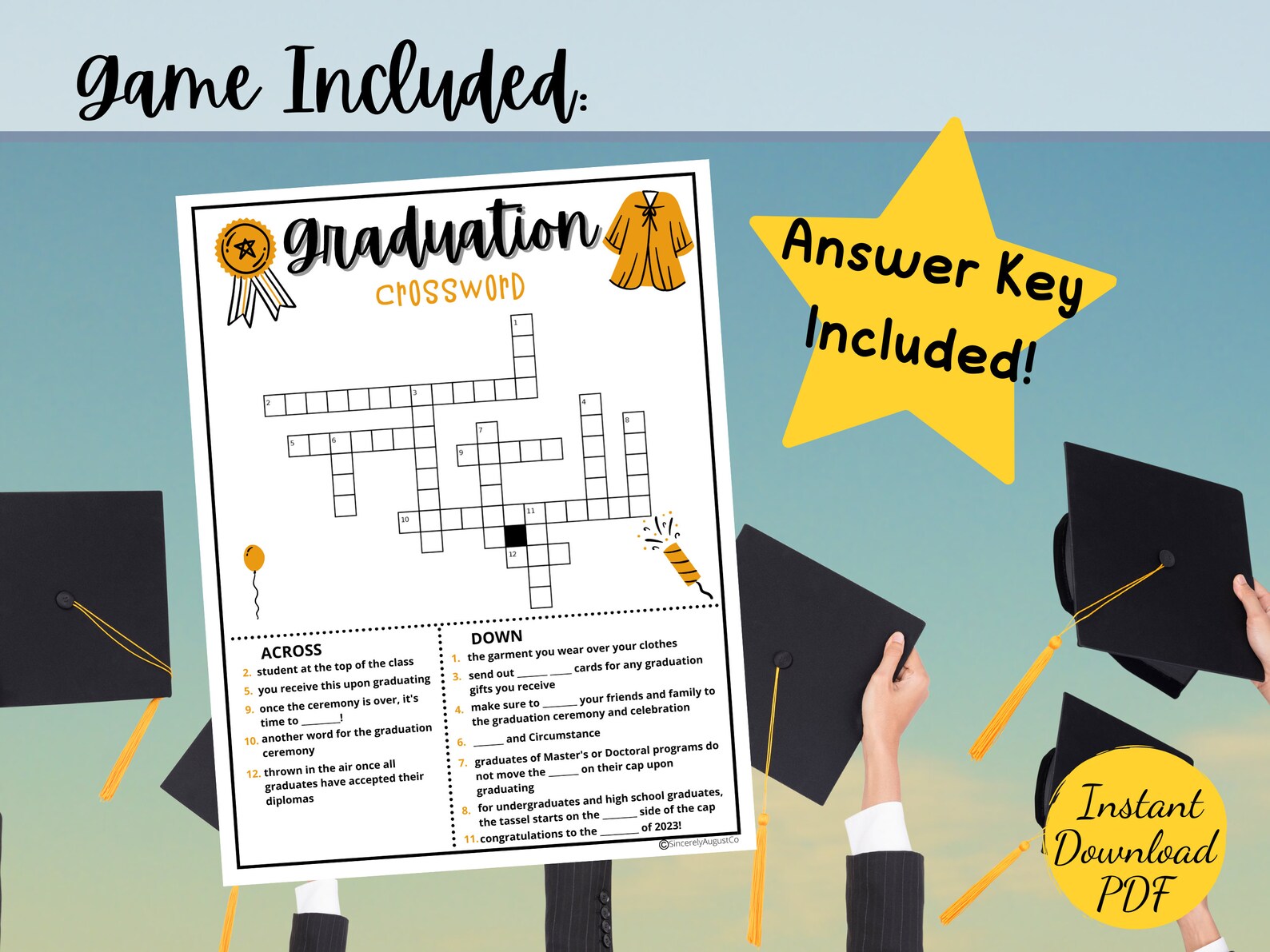 Graduation WORD SEARCH Graduation CROSSWORD Graduation - Etsy