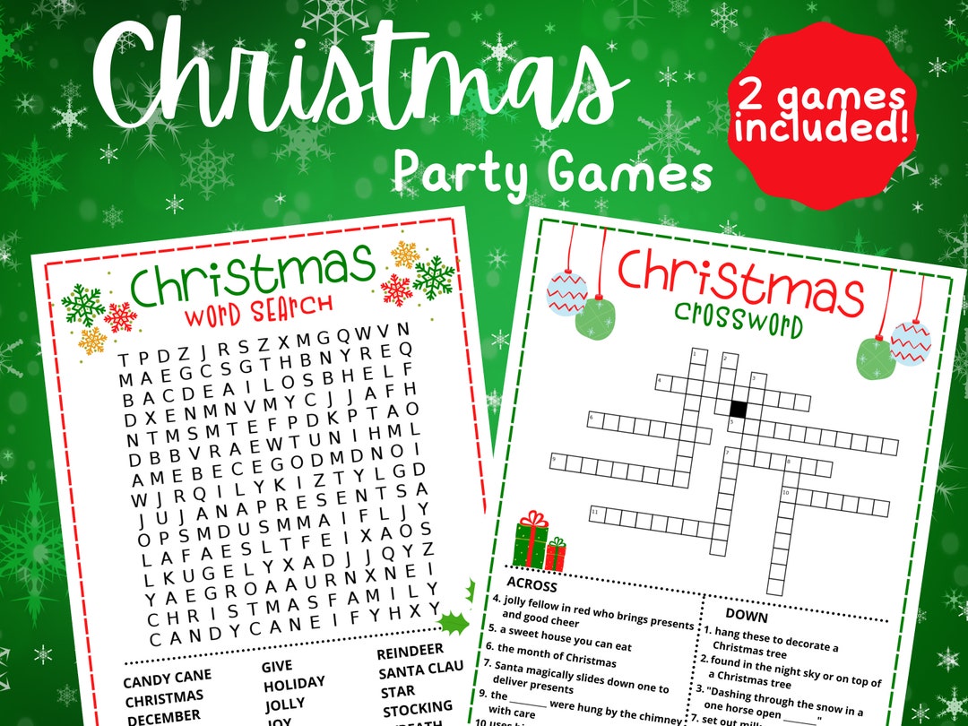 Christmas Word Search Christmas Crossword Christmas Games Printable ...