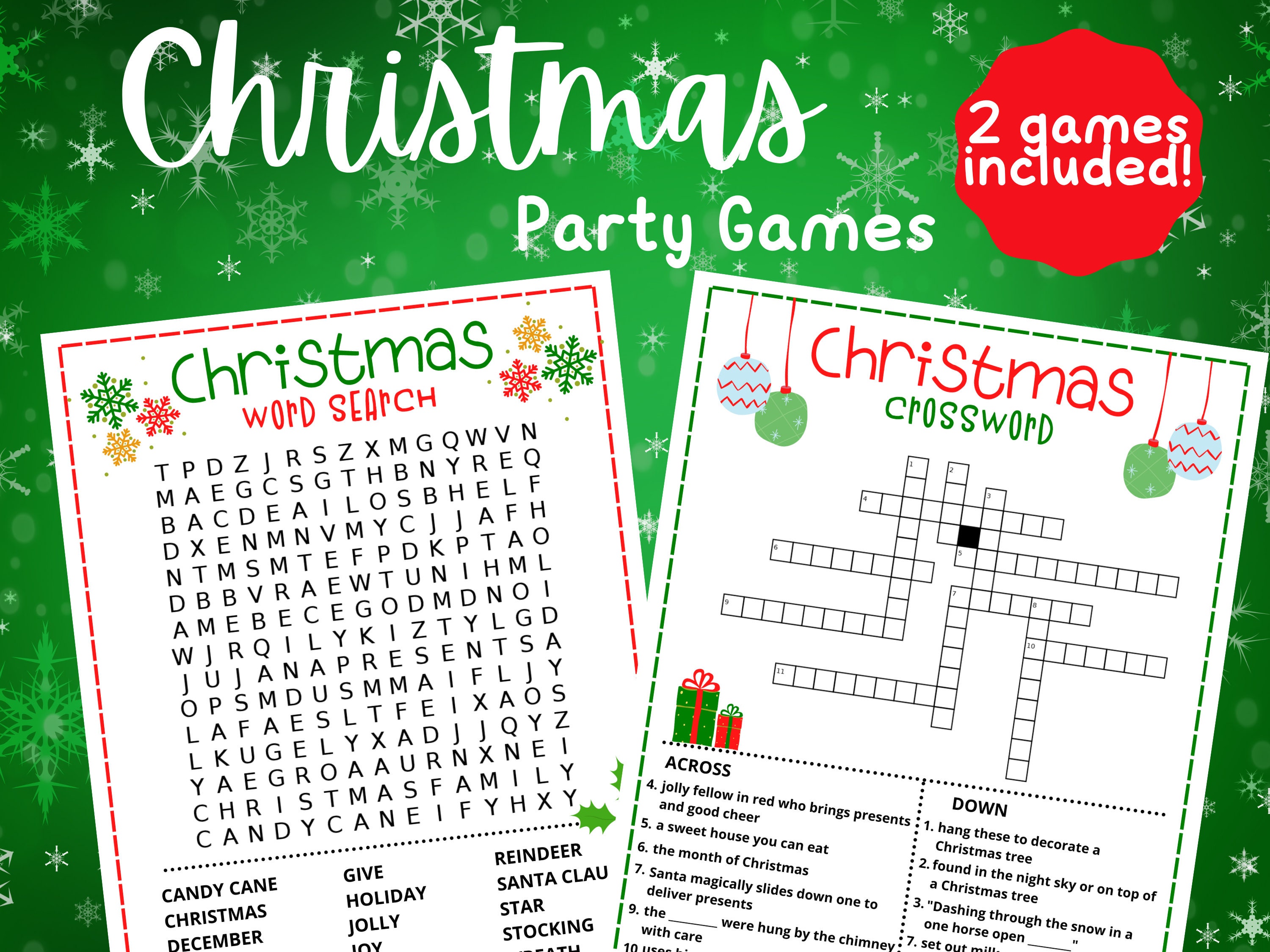Christmas Word Search Christmas Crossword Christmas Games Printable ...
