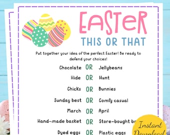 Easter Would You Rather Game, Printable Easter This or That Game, Fun ...