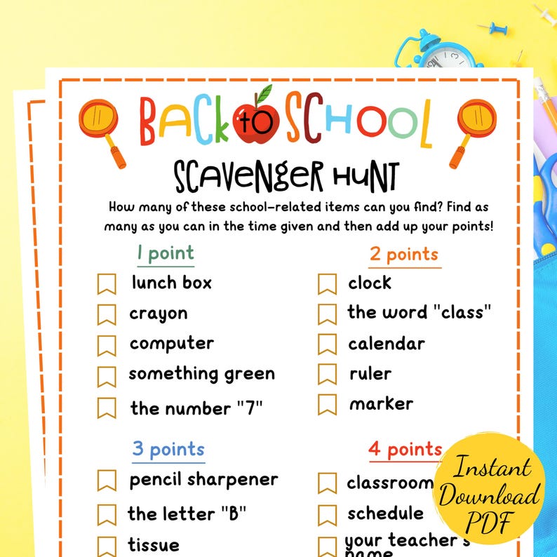 Back to School SCAVENGER HUNT Game: Classroom Icebreaker (PDF) - Etsy