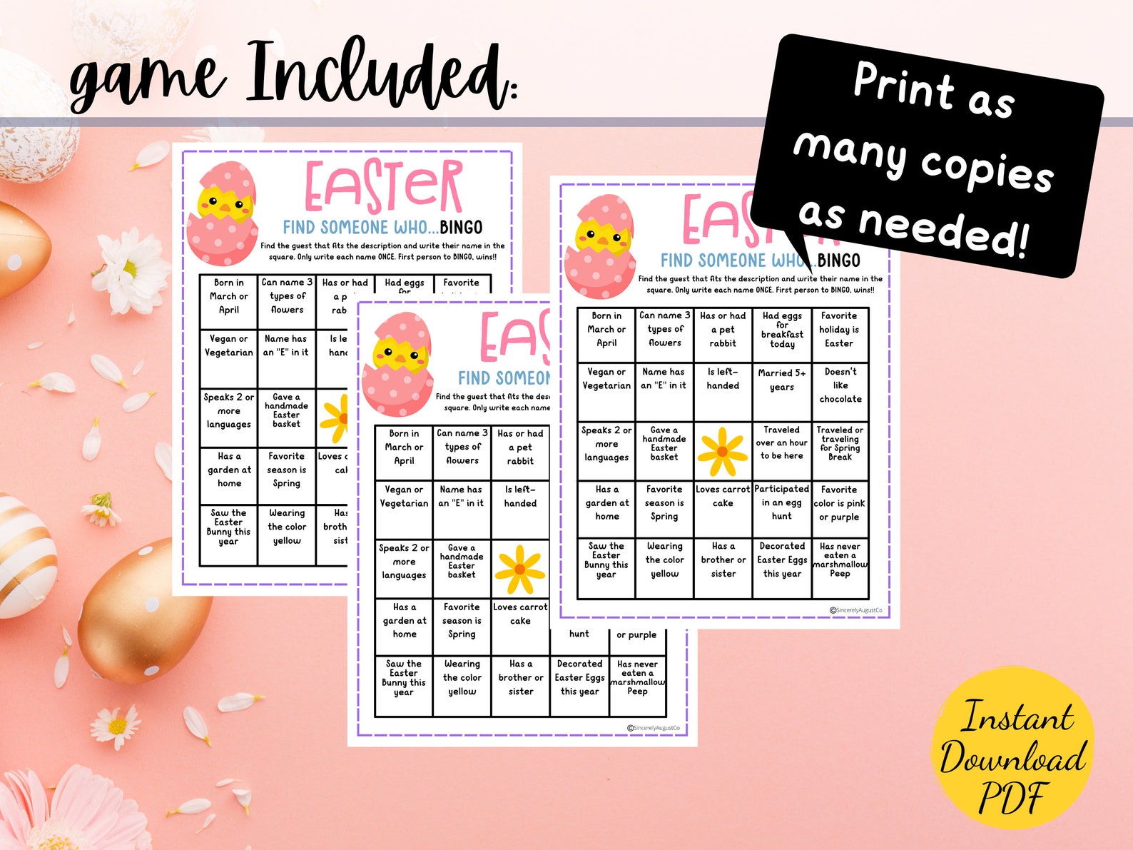 Easter Find the Guest BINGO Easter BINGO Game Easter Party Game ...