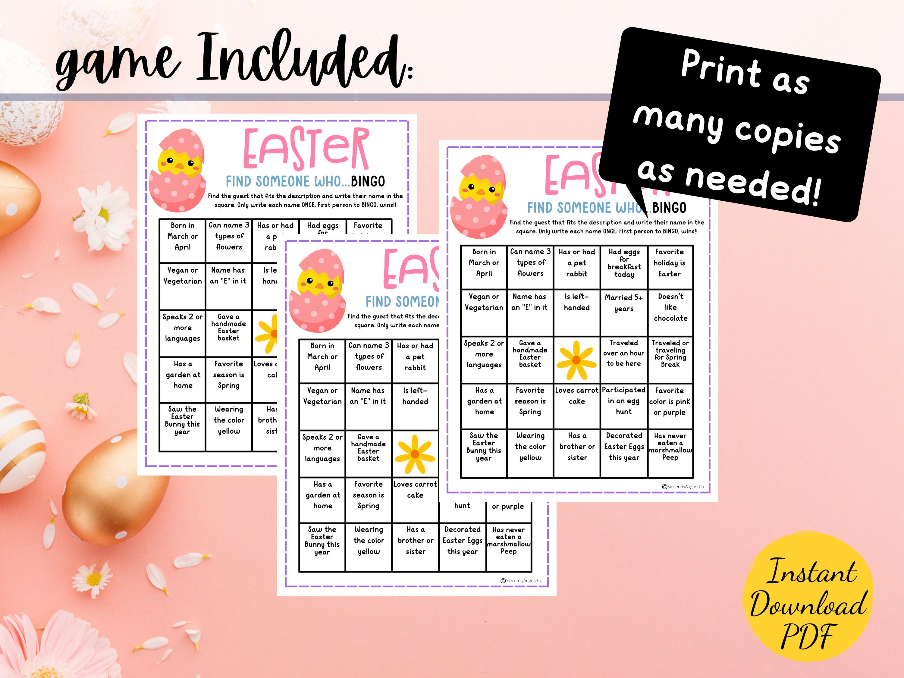 Easter Find the Guest BINGO Easter BINGO Game Easter Party Game ...