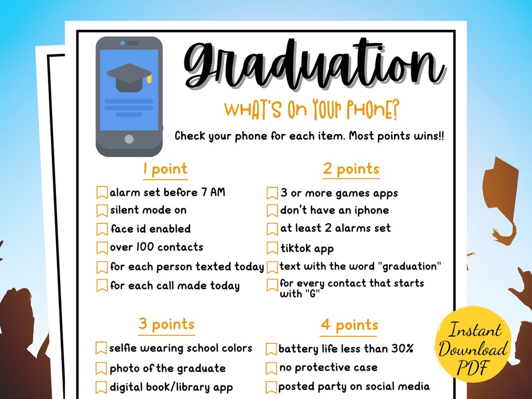 What's on Your Phone GRADUATION Game Graduation Party - Etsy