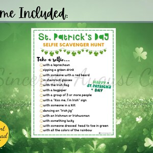 St. Patrick's Day SELFIE SCAVENGER HUNT Game (printable) - Etsy