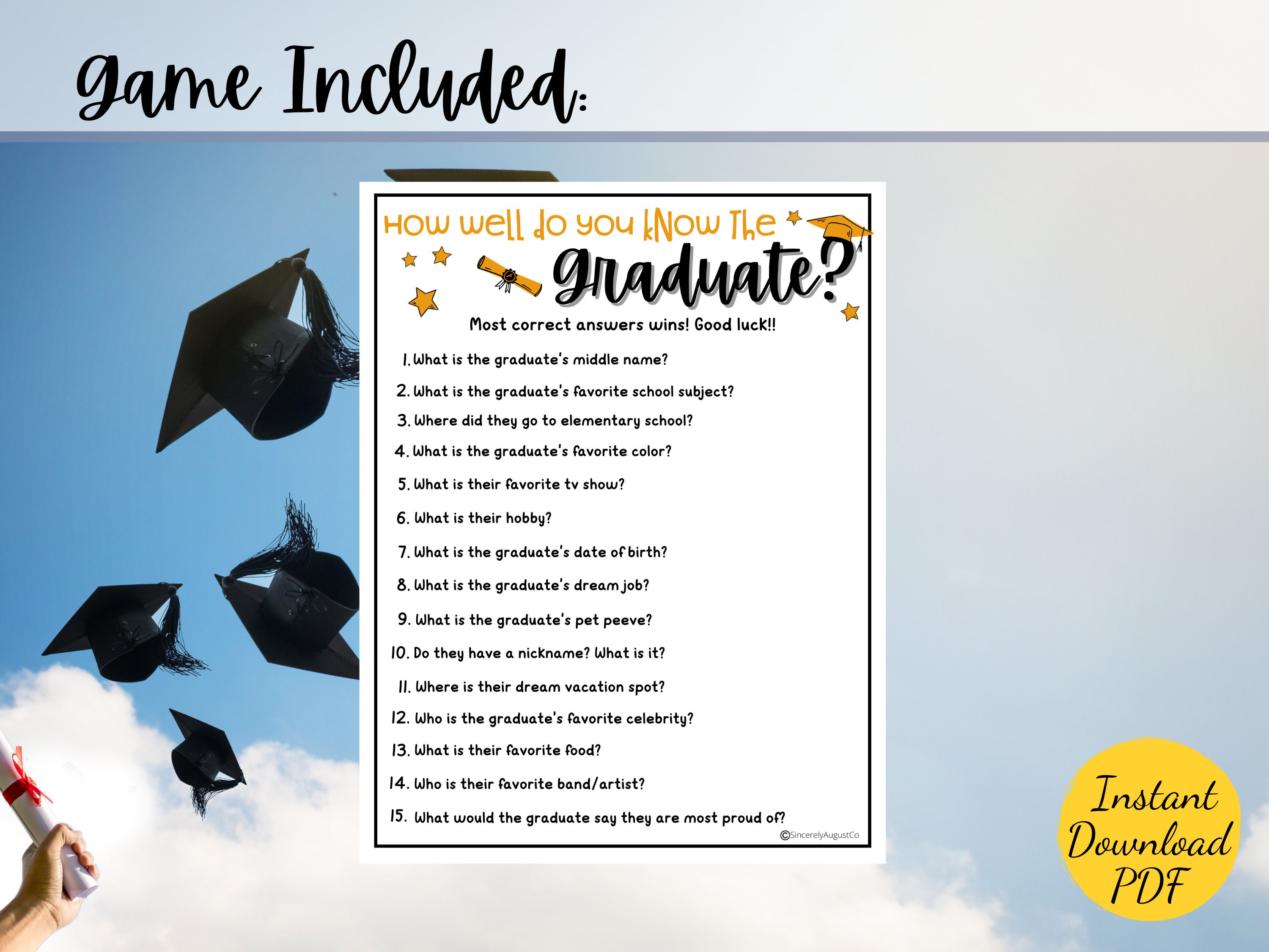 How Well Do You Know the Graduate GRADUATION GAME Graduation Party Game ...
