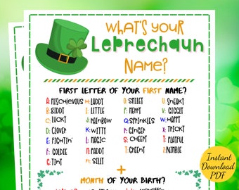 St. Patrick's Day Leprechaun Name Game - Etsy