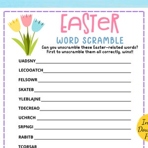 Easter WORD SCRAMBLE Game Easter Party Game Printable Easter ...