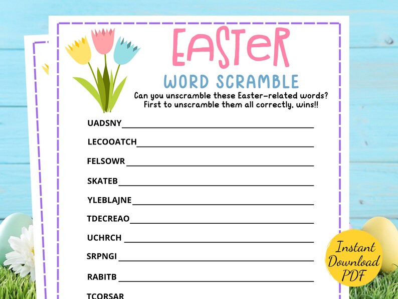 Easter WORD SCRAMBLE Game Easter Party Game Printable Easter ...
