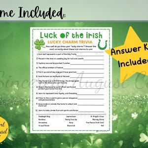 LUCK of the IRISH Game - St. Patrick's Day Party Game - Printable St ...