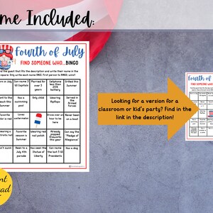 Fourth of July BINGO Game July 4th Find Someone Who Bingo - Etsy