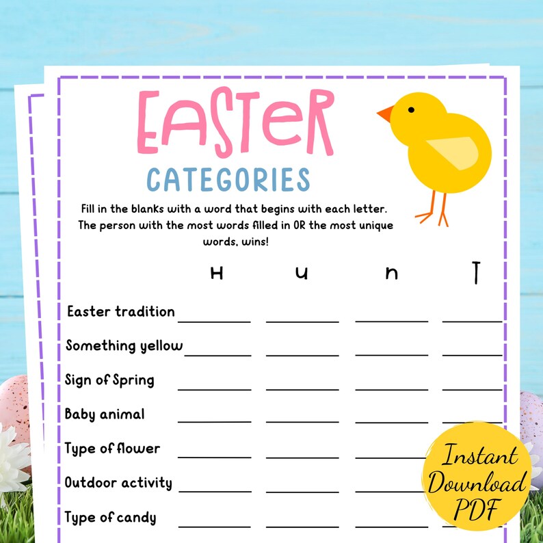 Easter CATEGORIES Game: Printable Party Activity (PDF) - Etsy Canada