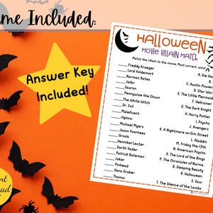 Halloween MOVIE VILLAIN MATCH Halloween Party Game - Etsy