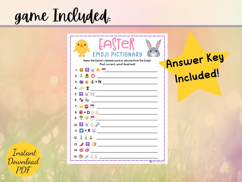 Easter EMOJI PICTIONARY Game Easter Party Game Printable Easter ...