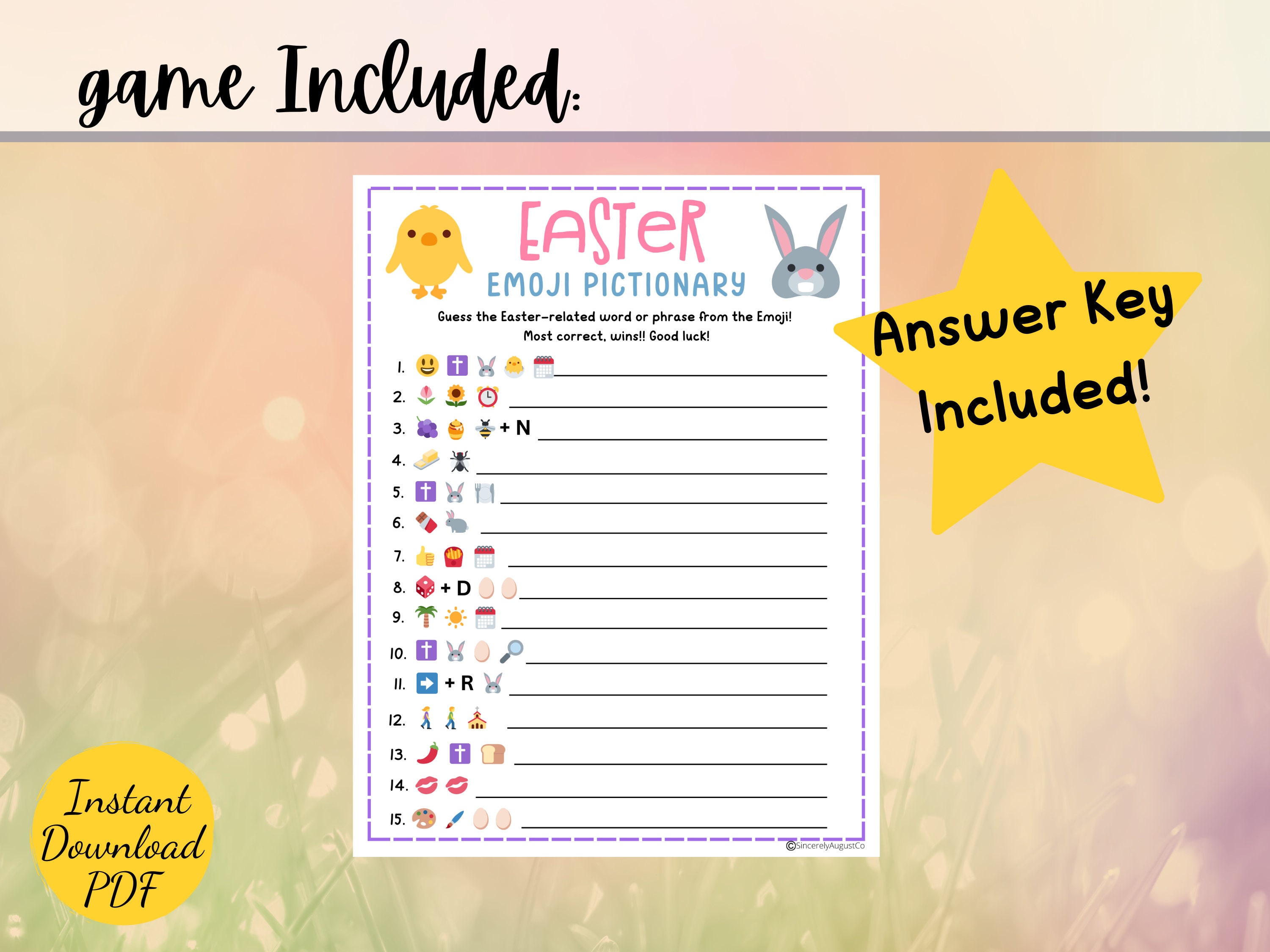 Easter EMOJI PICTIONARY Game Easter Party Game Printable Easter ...