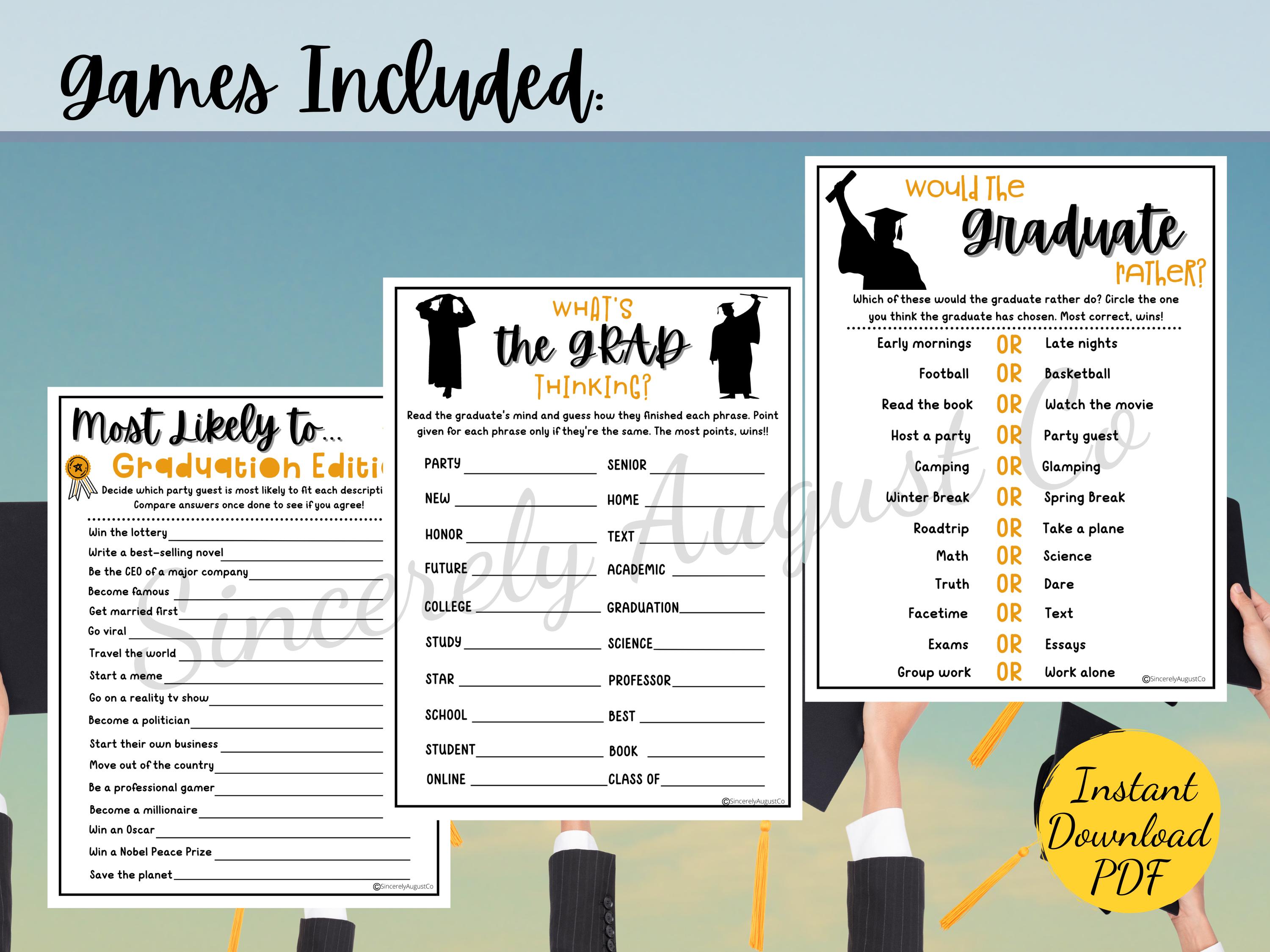 Graduation Party Games BUNDLE Printable Graduation Party Activities ...