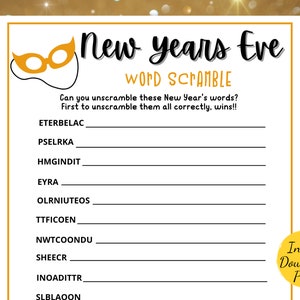 New Year's Eve Word Scramble Game New Years Party Game - Etsy