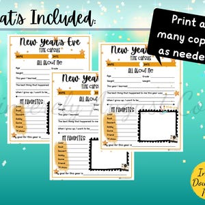 New Years Eve Time Capsule: Kids YEARS IN REVIEW Activity (printable ...