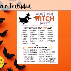 WHAT'S Your WITCH NAME Printable Halloween Party Activity Halloween ...