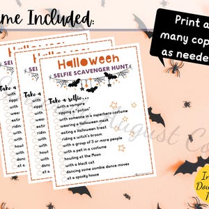 Halloween SELFIE SCAVENGER HUNT Game: Printable Party Activity (digital ...