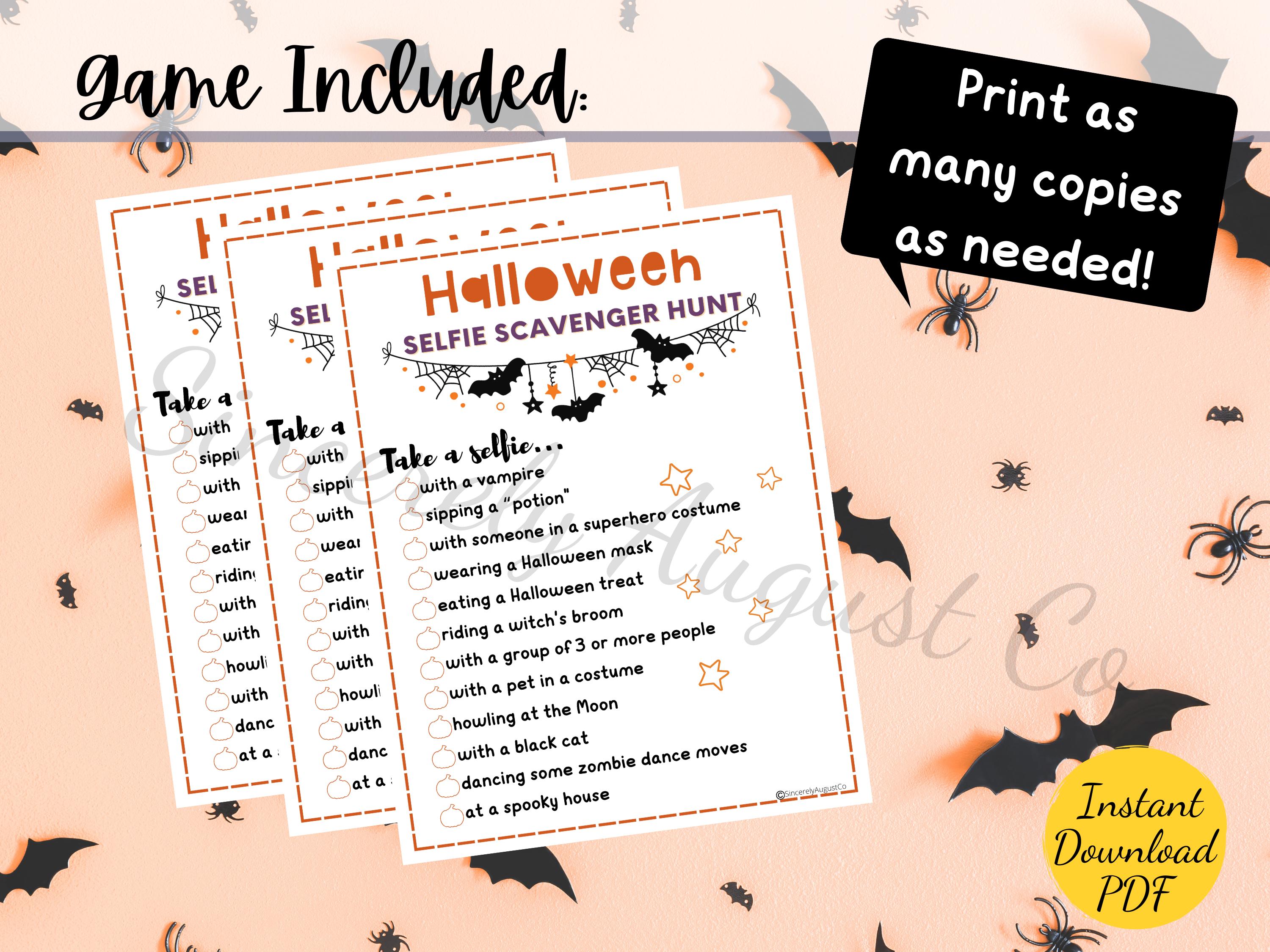 Halloween SELFIE SCAVENGER HUNT Game: Printable Party Activity (digital ...