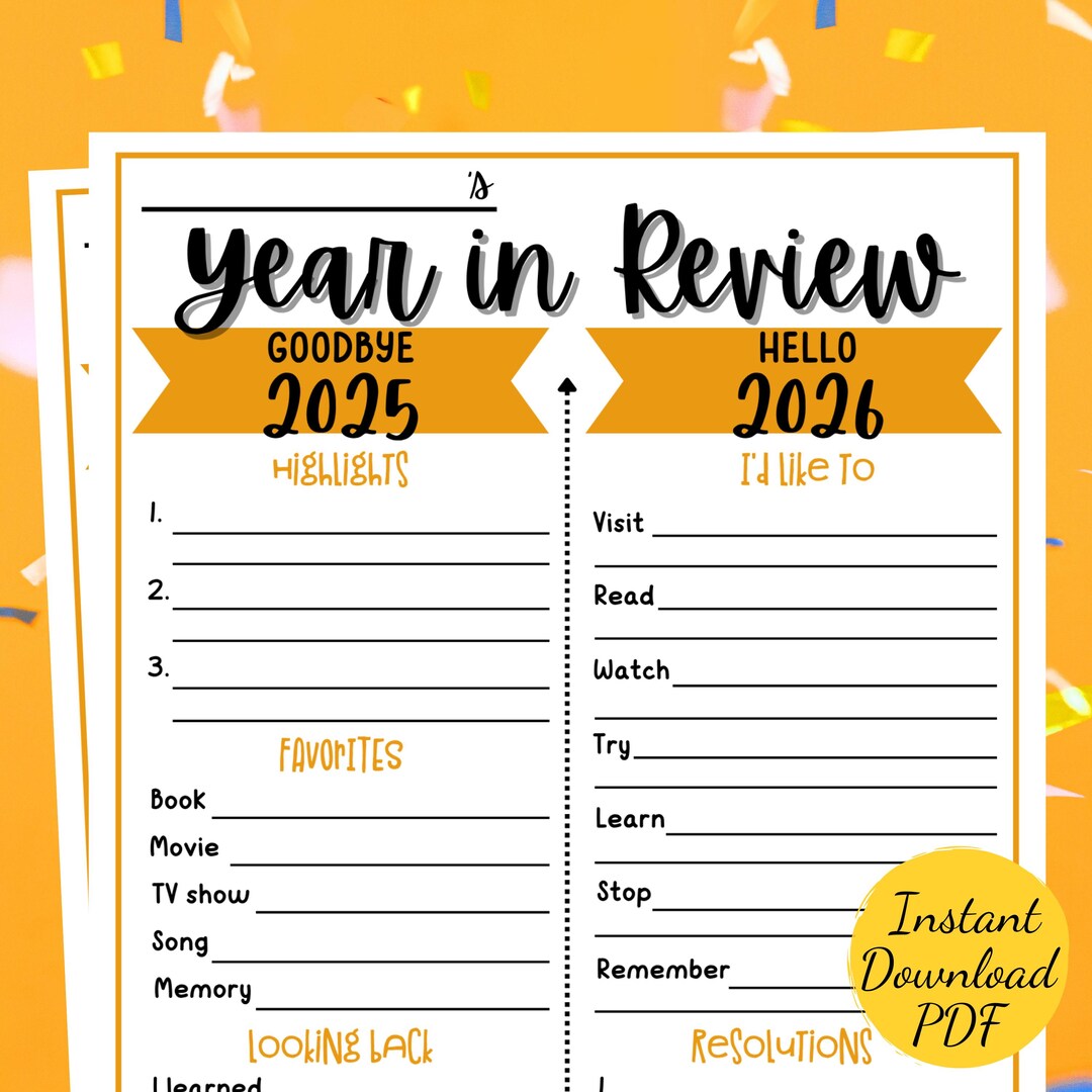 New Year's Eve Year in Review Printable – NYE Party Game (digital ...