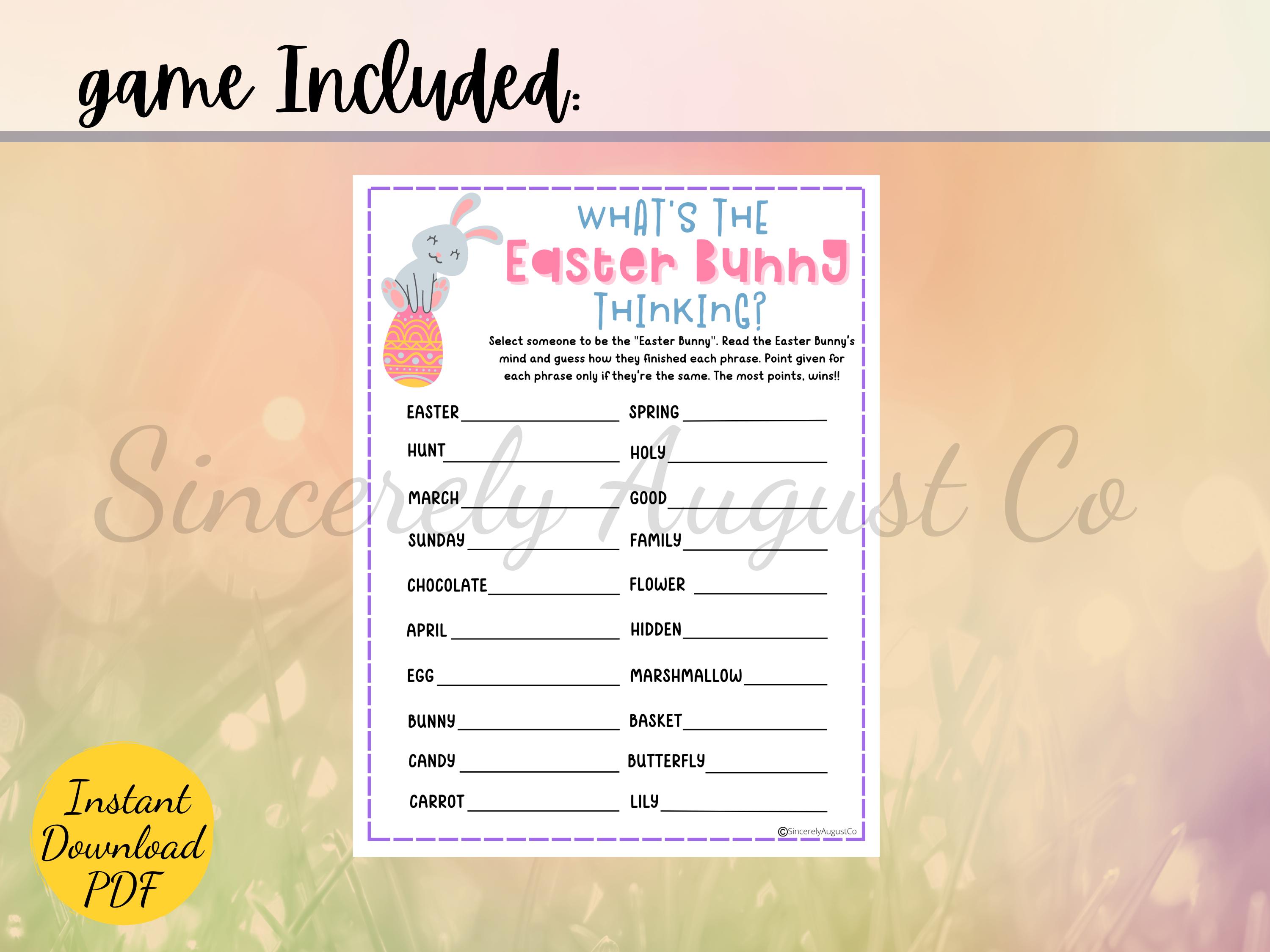 What's the EASTER BUNNY THINKING? Game - Easter Party Game - Printable ...
