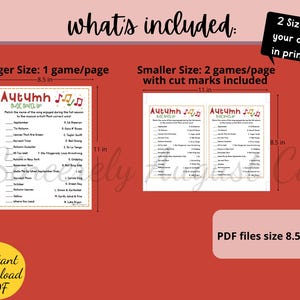 Fall MUSIC MATCH Game - Printable Autumn Party Game - Fall Music ...