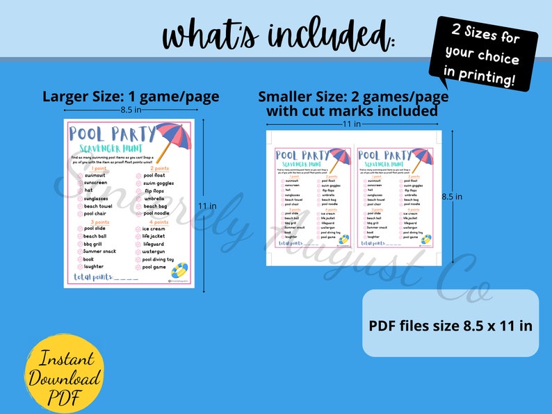 Pool Party SCAVENGER HUNT Game: Fun Summer Activity (printable PDF ...