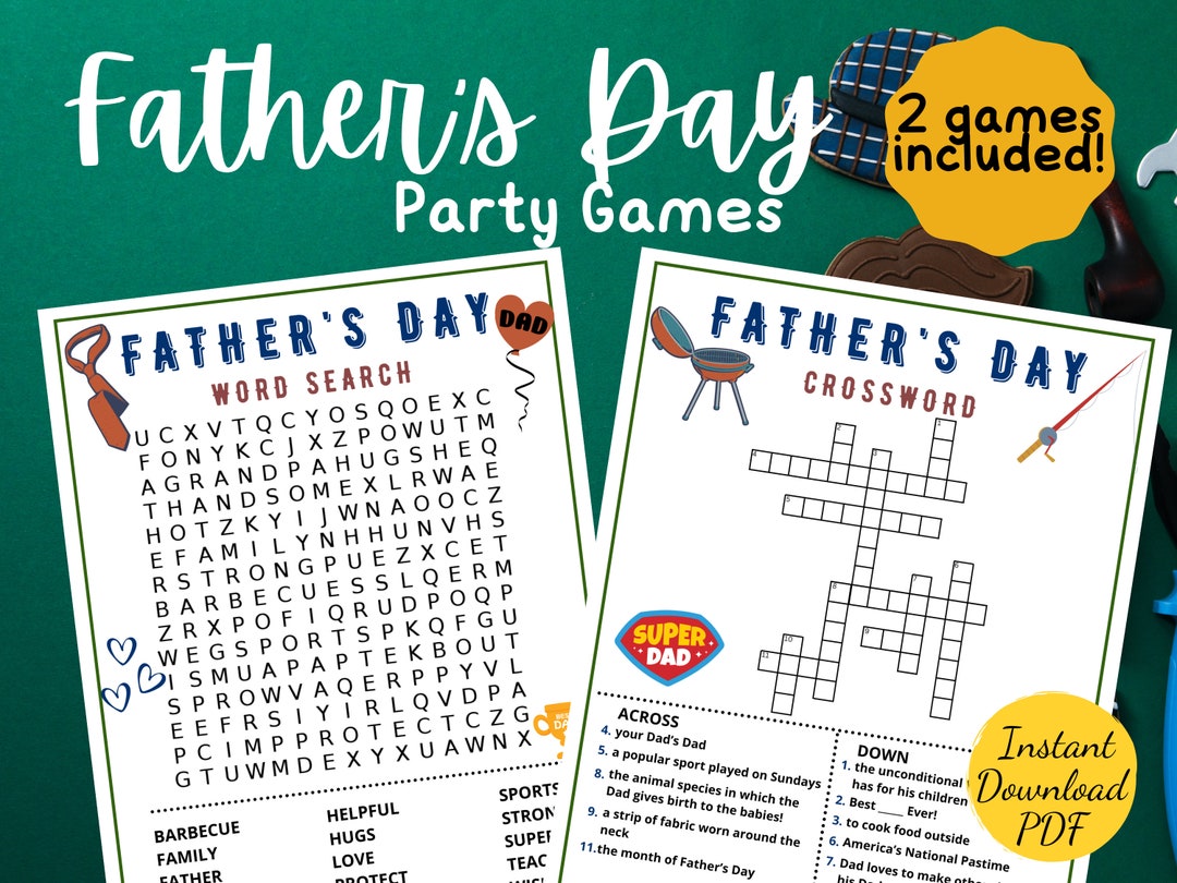 Fathers Day WORD SEARCH Fathers Day CROSSWORD Fathers Day Party Games ...
