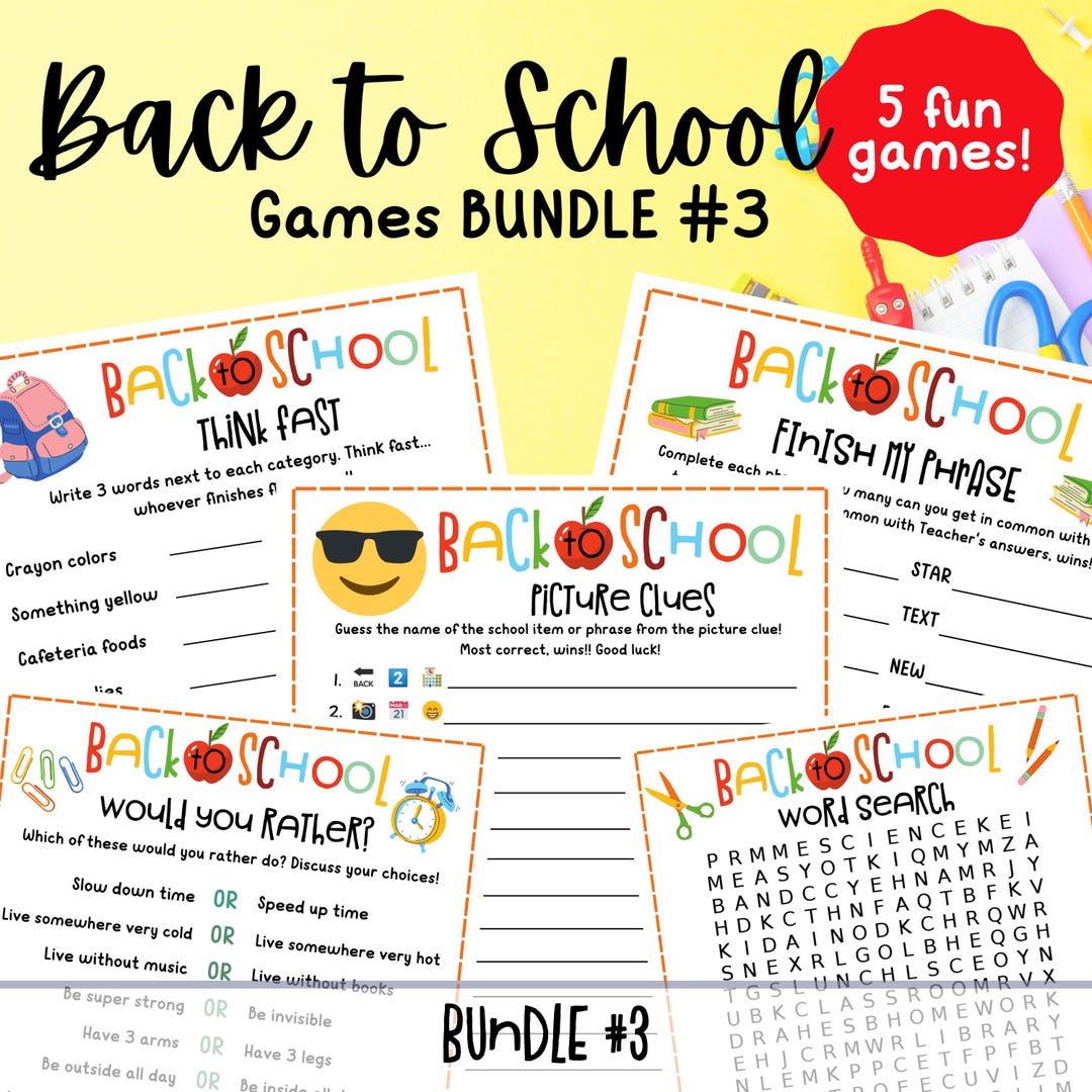 Back to School Games BUNDLE 5 Game Bundle Back to School Icebreaker ...