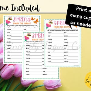 Spring FINISH the PHRASE Game: Printable Party Activity (PDF) - Etsy