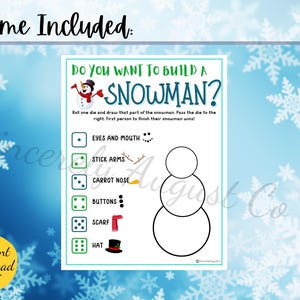 BUILD A SNOWMAN Dice Game: Winter Printable Party Activity (PDF) - Etsy