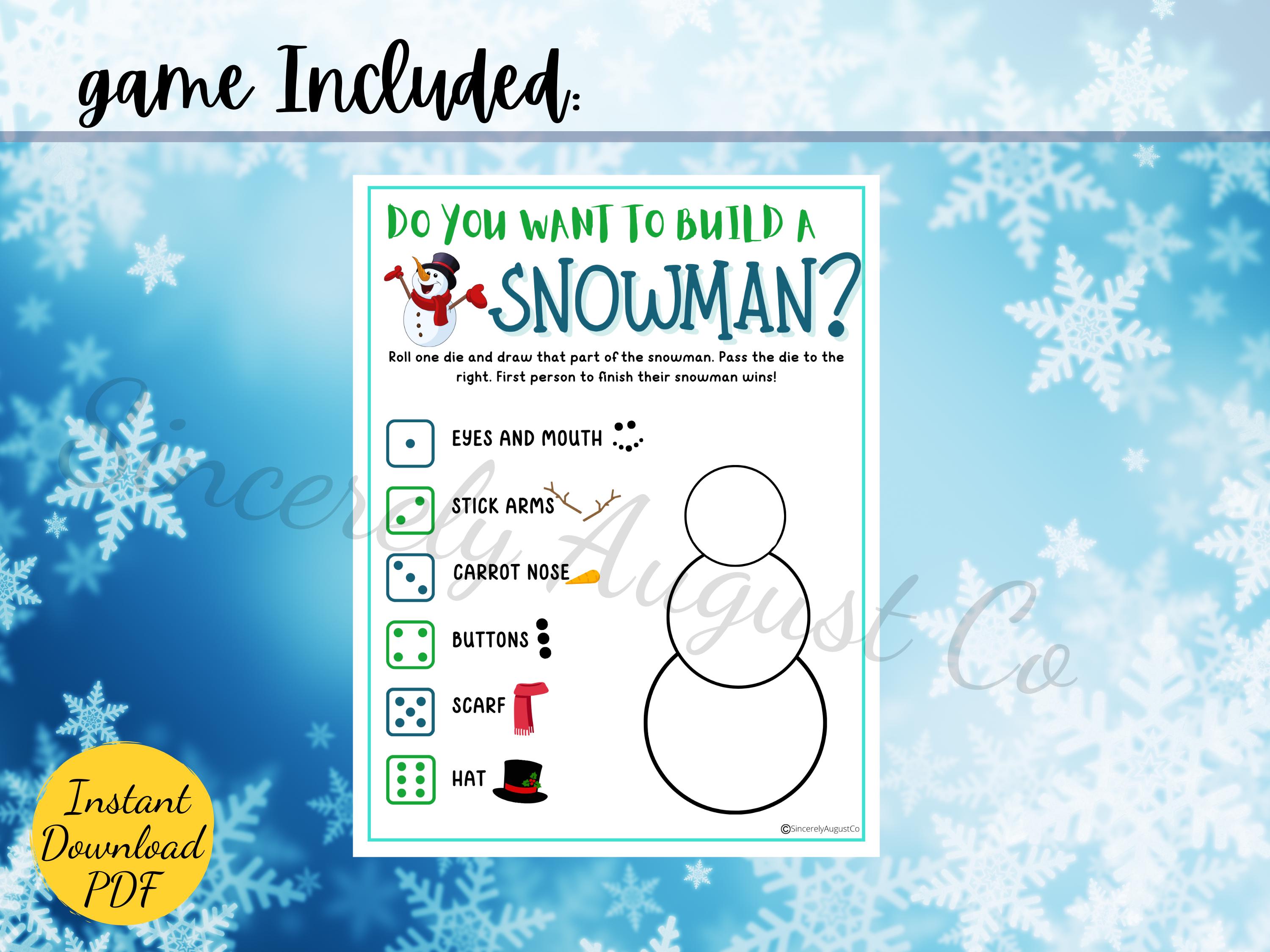 Do You Want to BUILD A SNOWMAN Game - Printable Winter Season Party ...