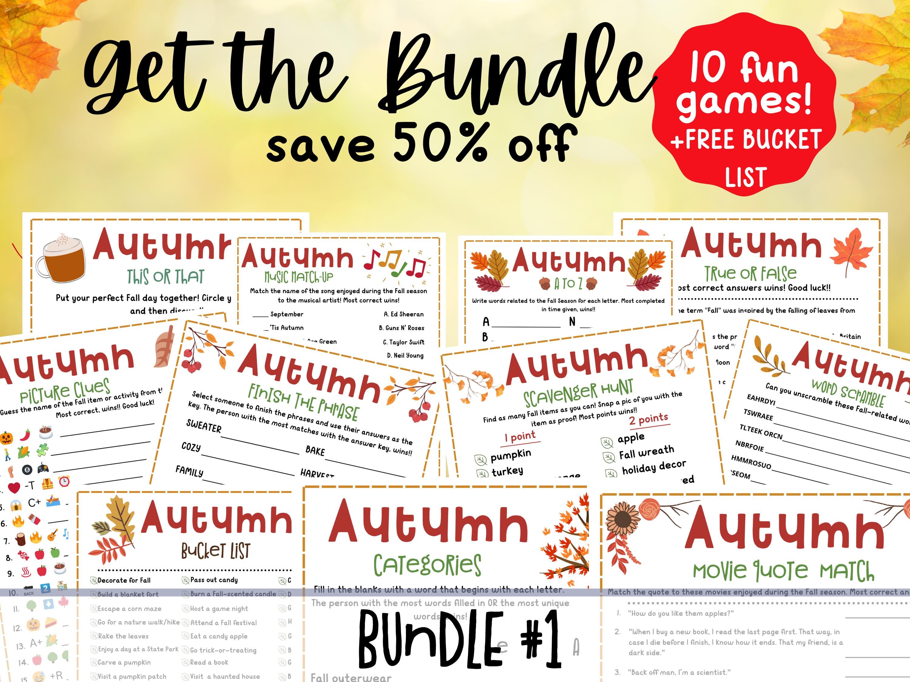 FALL SCAVENGER HUNT Printable Autumn Party Game Scavenger Hunt Game Fun ...