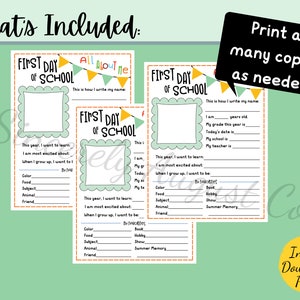 ALL ABOUT ME First Day of School - Last Day of School - Back to School ...